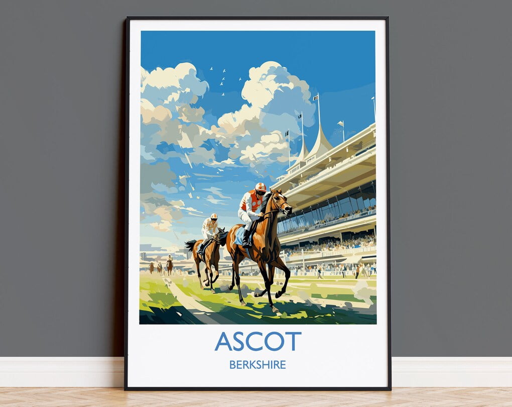 Ascot Travel Poster Wall Art, Travel Print Of Ascot, Berkshire, England ...