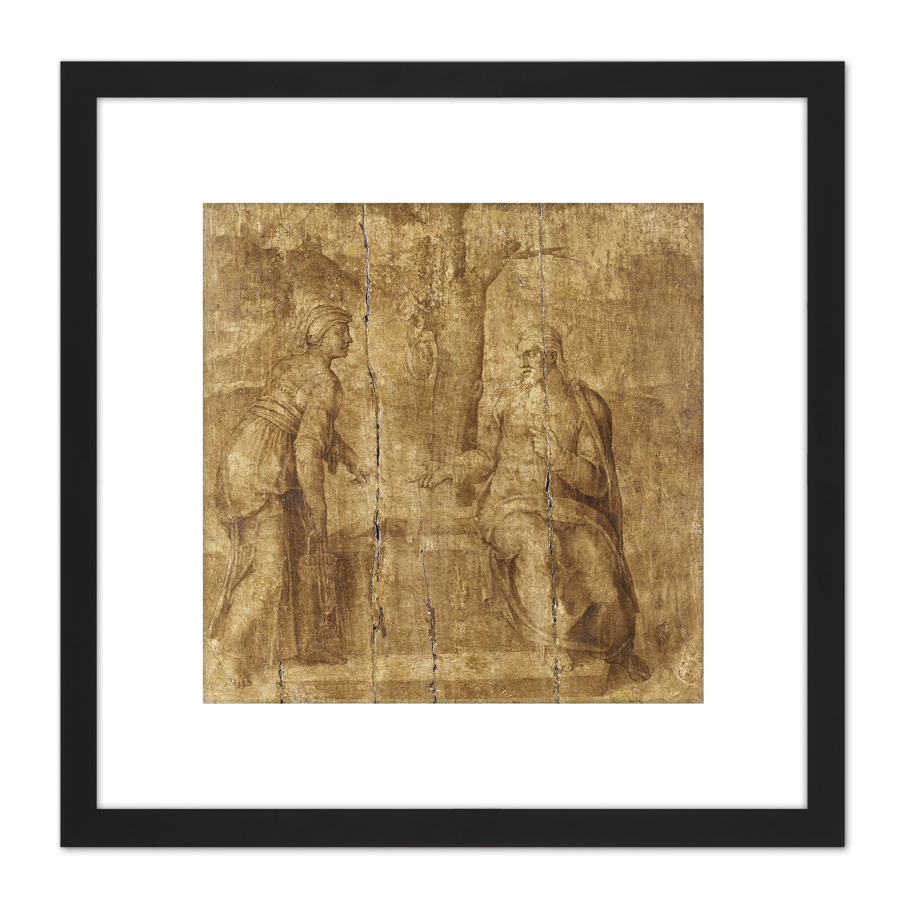 Ascribed To Michelangelo Christ And The Woman Of Samaria 8X8 Inch ...