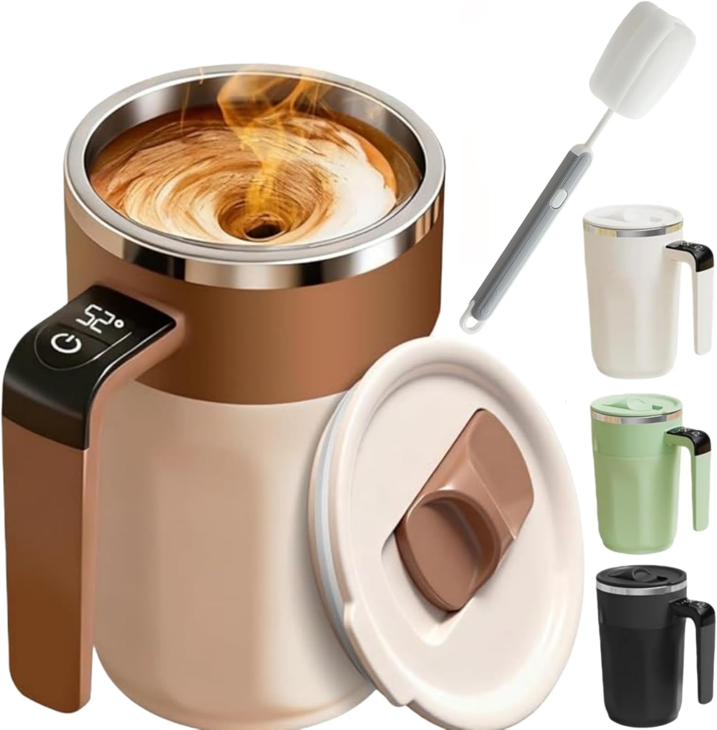 AsdQ Automatic Stirring Coffee Cup with Temperature Display, Electric ...
