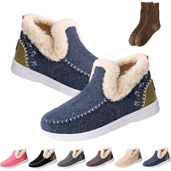 AsdQ Kickly Orthopedic Fleece Slip-on Boots, Warm Plush Lined Non-Slip ...