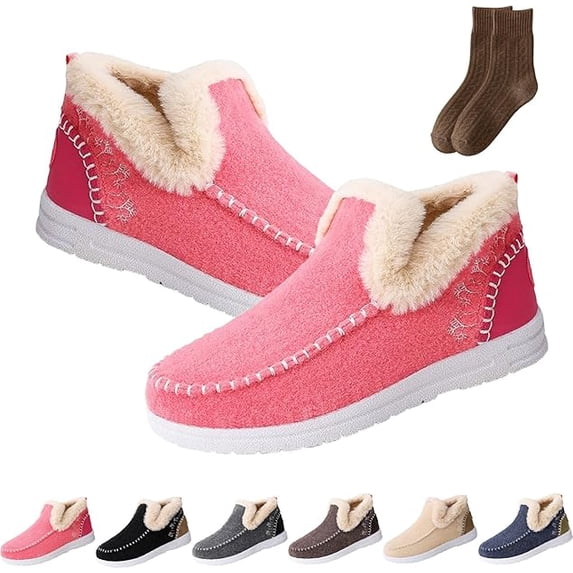 AsdQ Kickly Orthopedic Fleece Slip-on Boots, Warm Plush Lined Non-Slip ...