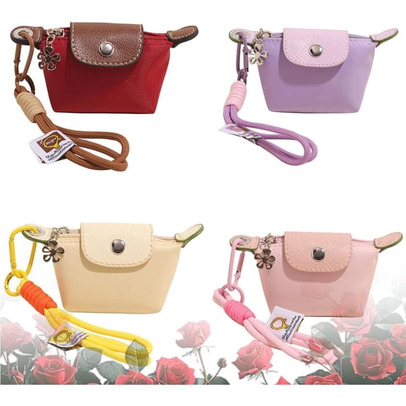 AsdQ Mini Nylon Dumpling Bag, Detachable Nylon Wrist Strap Coin Purse ...