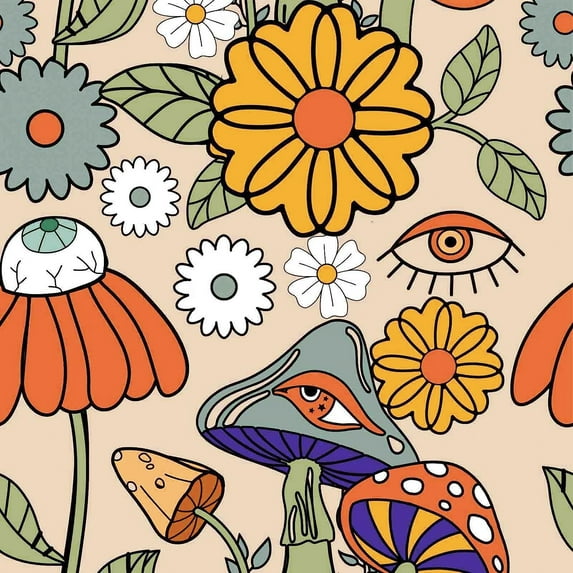 AsdQ Wallpaper Peel and Stick Boho Mushroom Wallpaper Contact Paper ...