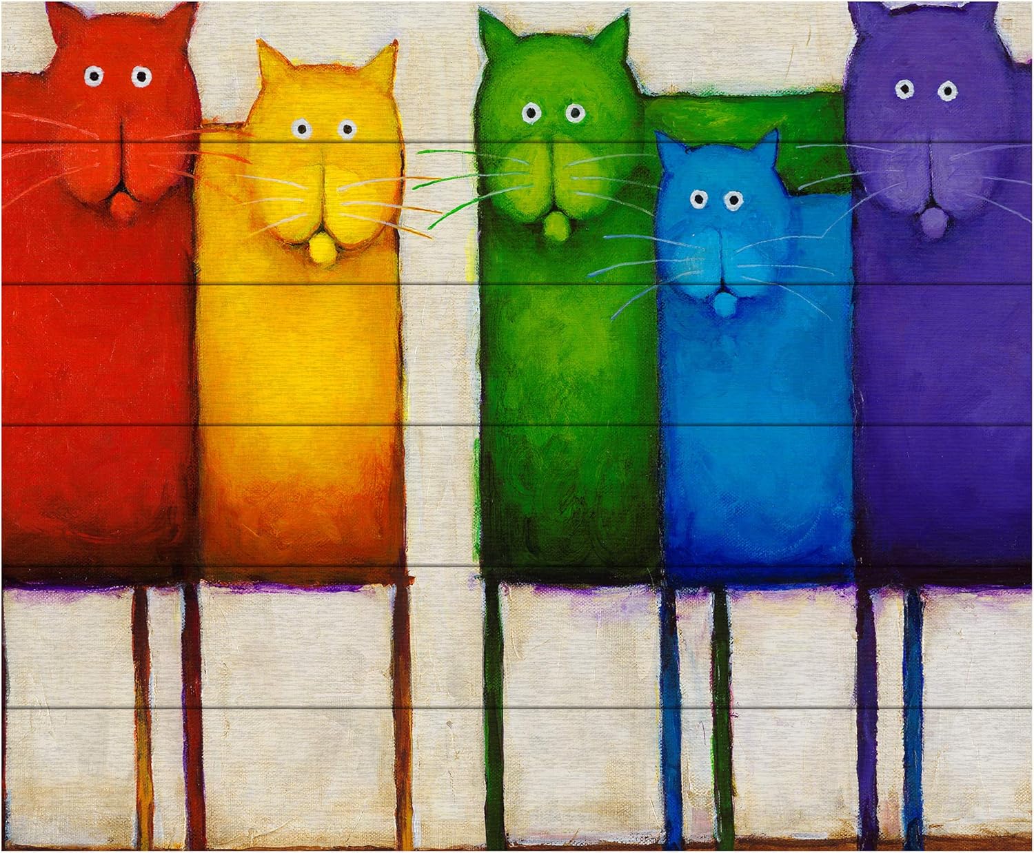 Asdg12s-18x22 Rainbow Cats by Daniel Patrick Kessler, Wood Slats, Multi ...
