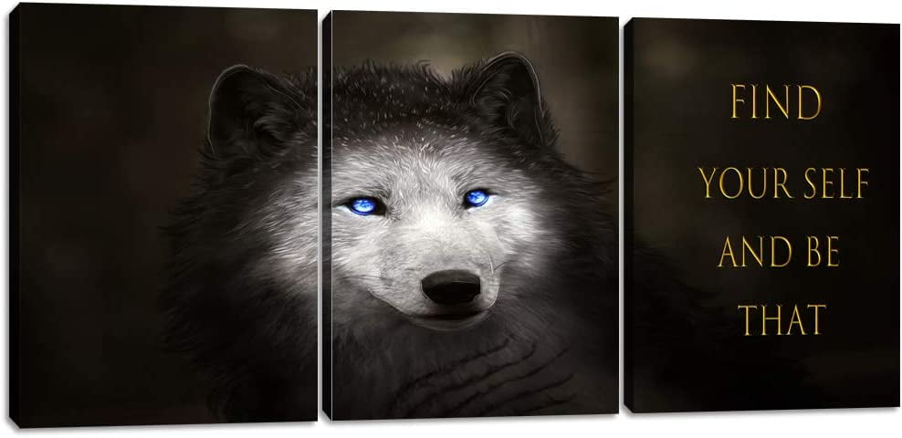 Asdg12s-3 Panels Wolf Picture Posters Motivational Wall Art Decor ...