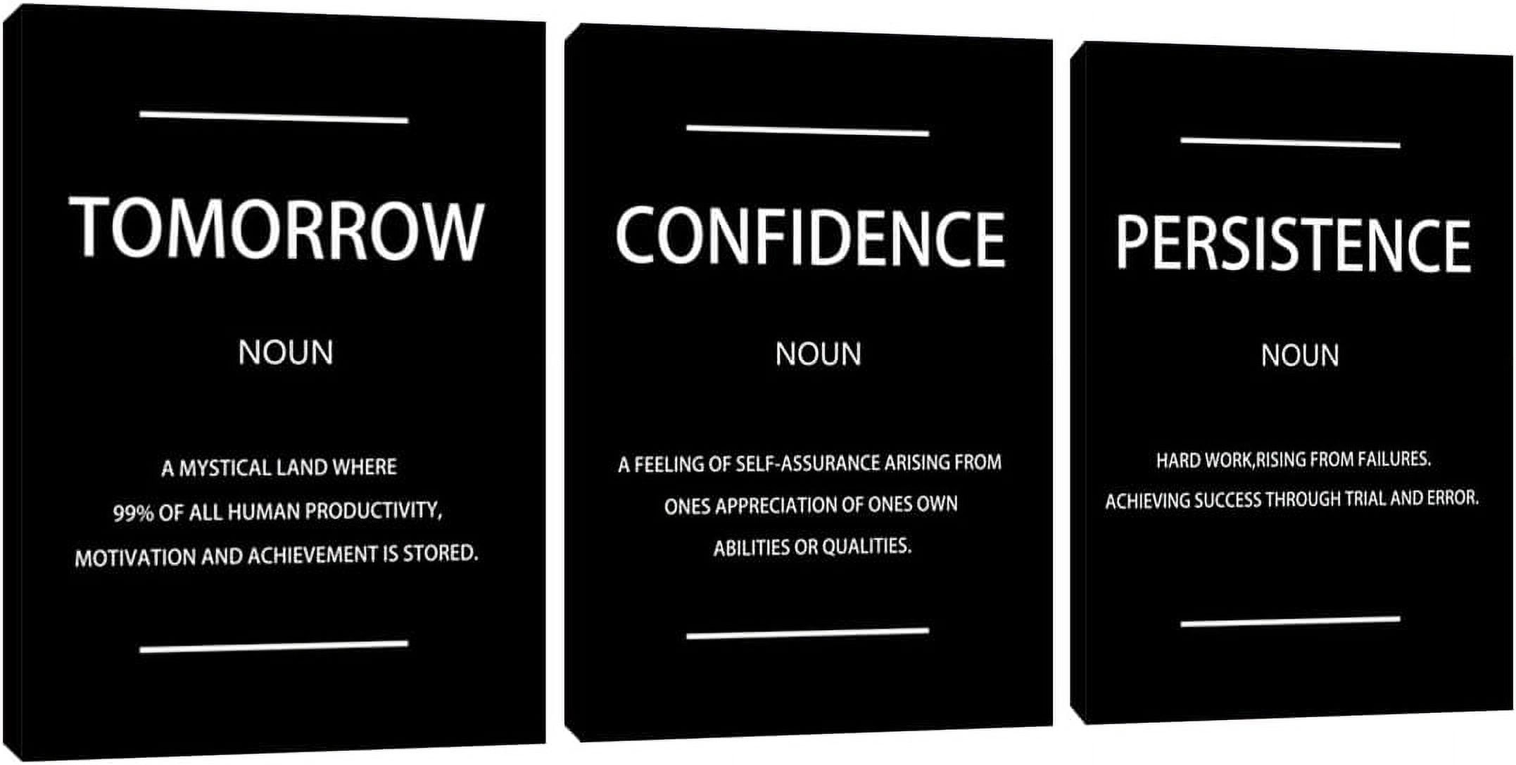 Asdg12s-3 Pieces Inspirational Black Confidence Wall Art Noun Poster ...