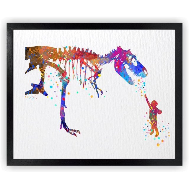Asdg12s-8X10 Unframed Boy and T-Rex Dinosaur Brave Curious Peace ...