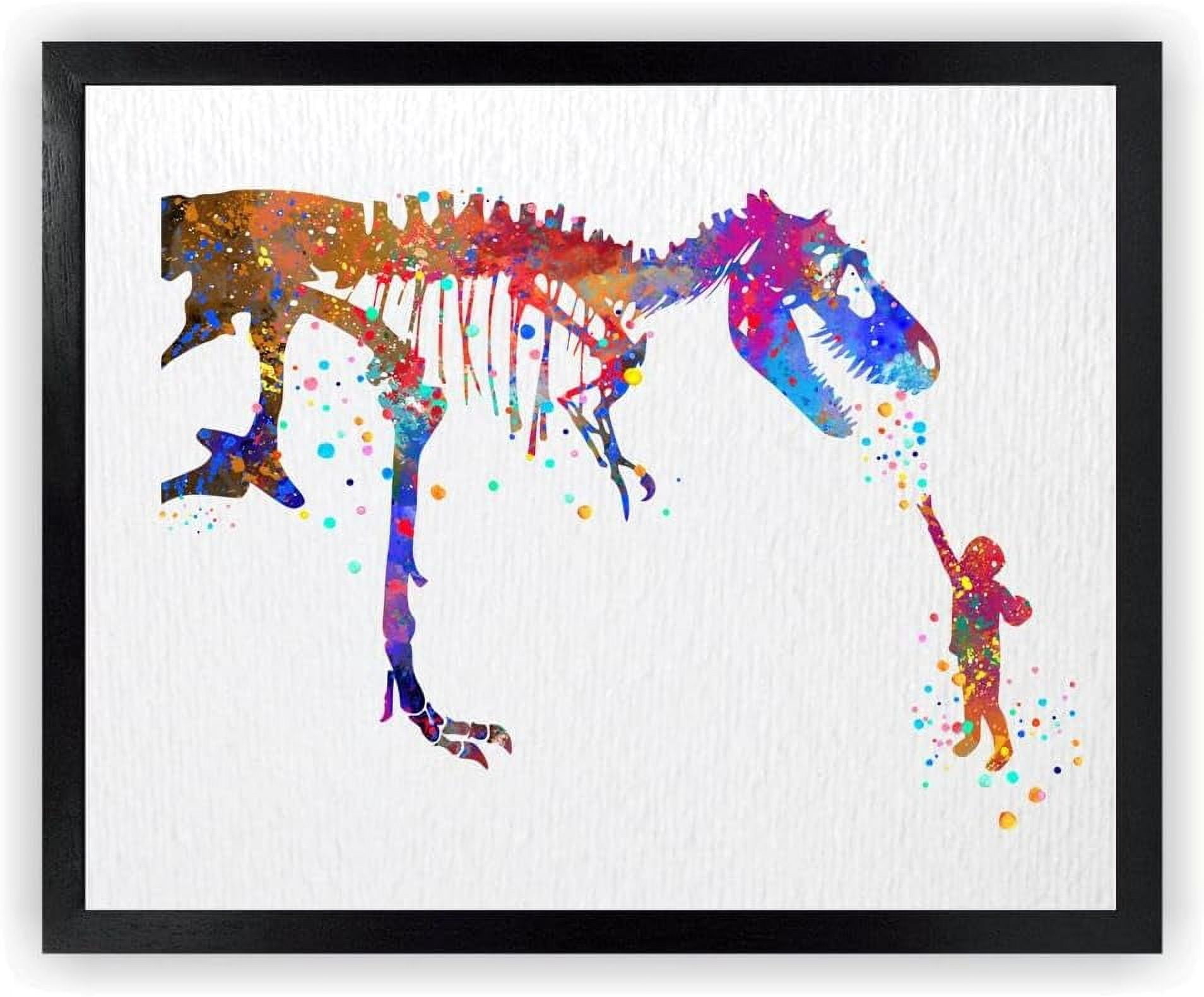 Asdg12s-8X10 Unframed Boy and T-Rex Dinosaur Brave Curious Peace ...