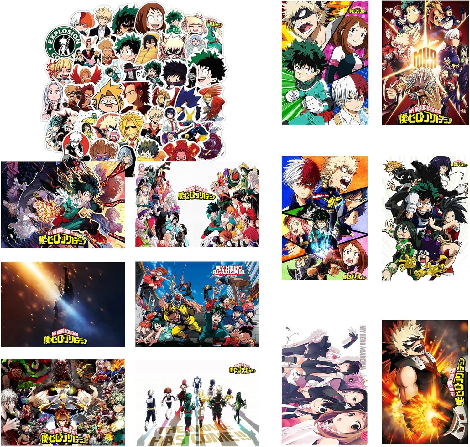 Asdg12s Anime My Hero Poster 12 Pcs (with 50 pcs Academia Stickers) 16. ...