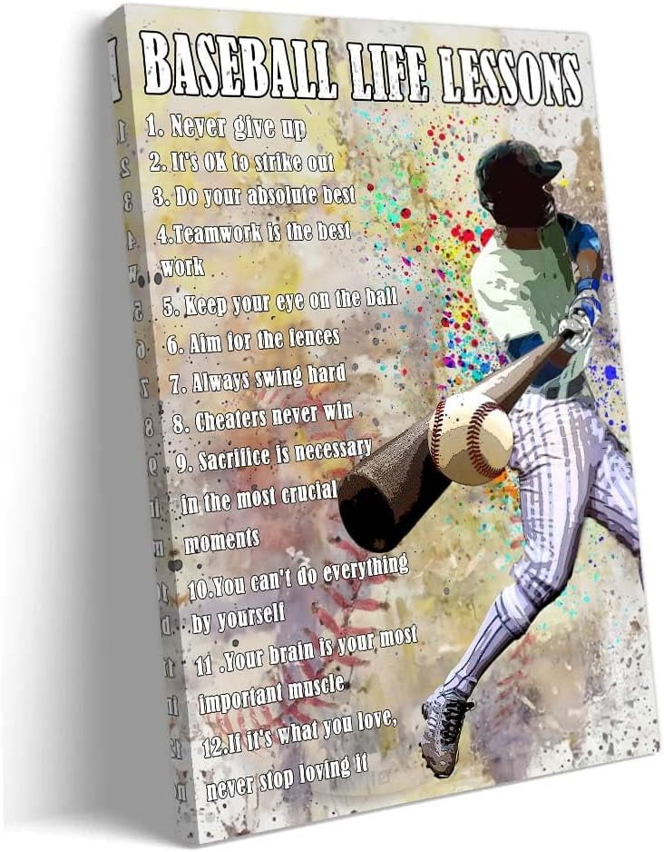 Asdg12s -Baseball-Poster-Framed-Motivational-Life-Lessons-Quotes-Wall ...