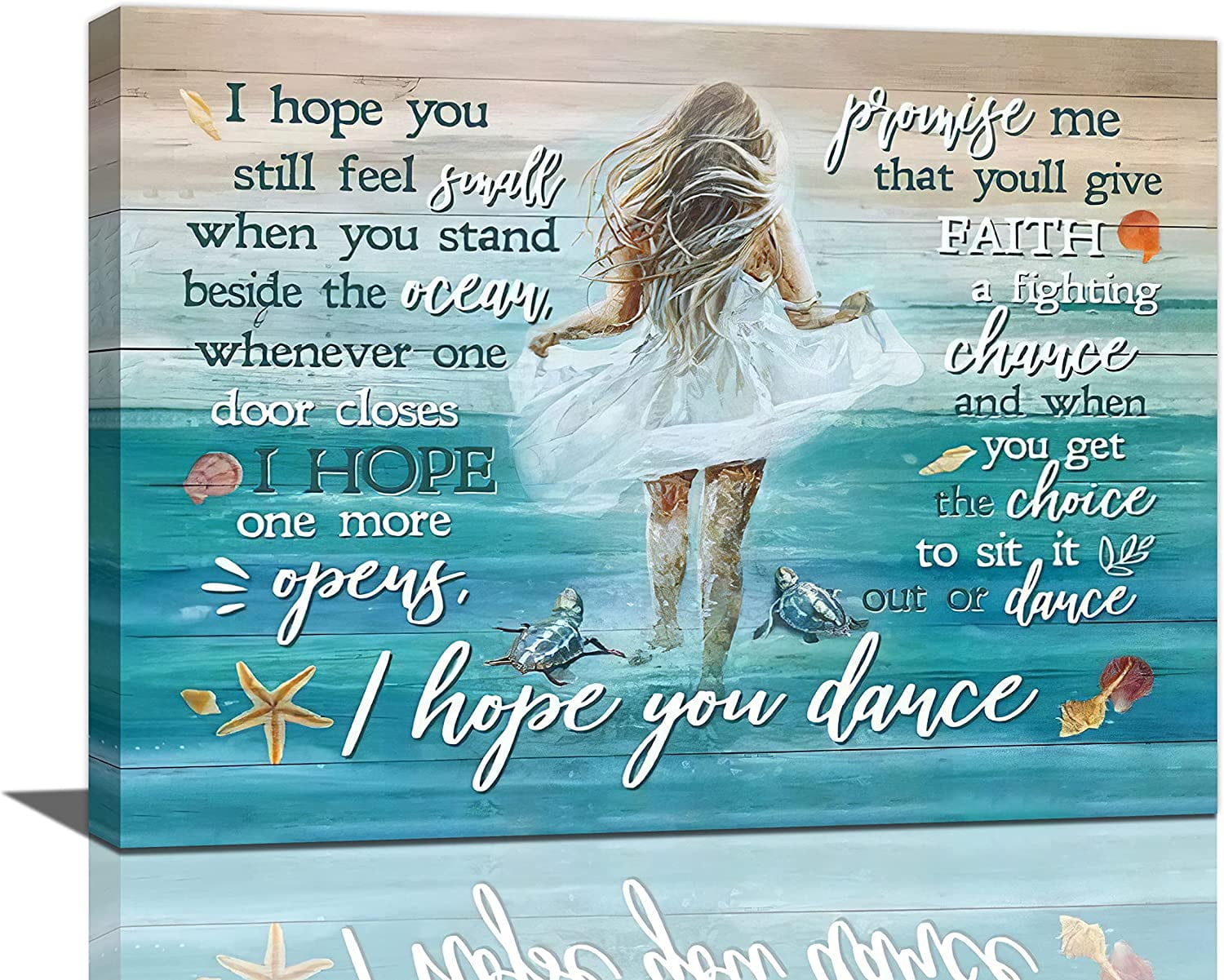 Asdg12s-Beach Canvas Wall Art Ocean Coastal Shell Starfish White Dress ...