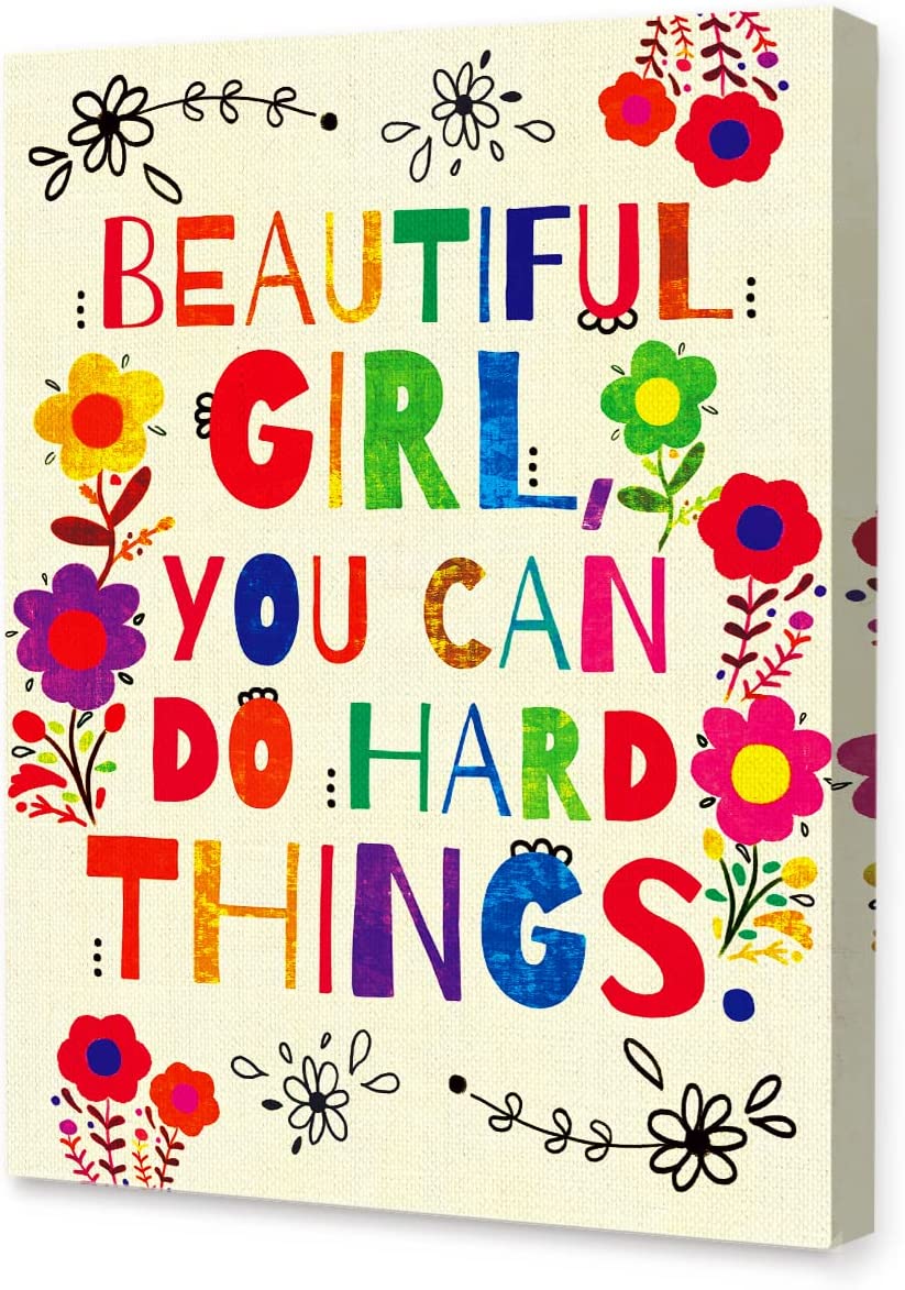 Asdg12s-Beautiful Girl You Can Do Hard Things Inspirational Canvas Wall ...