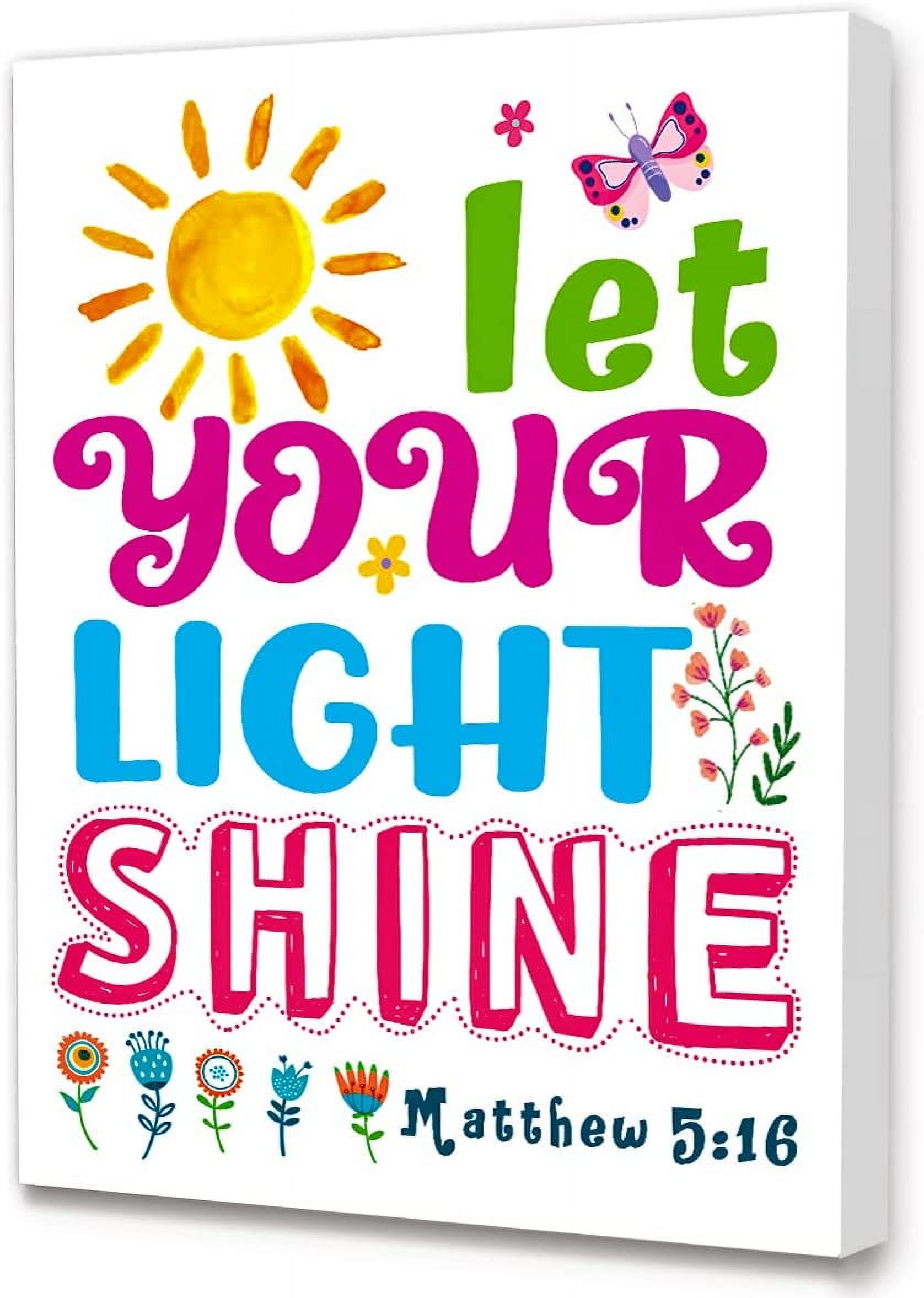 Asdg12s-Bible Verses Canvas Wall Art for Kids,Let Your Light Shine ...