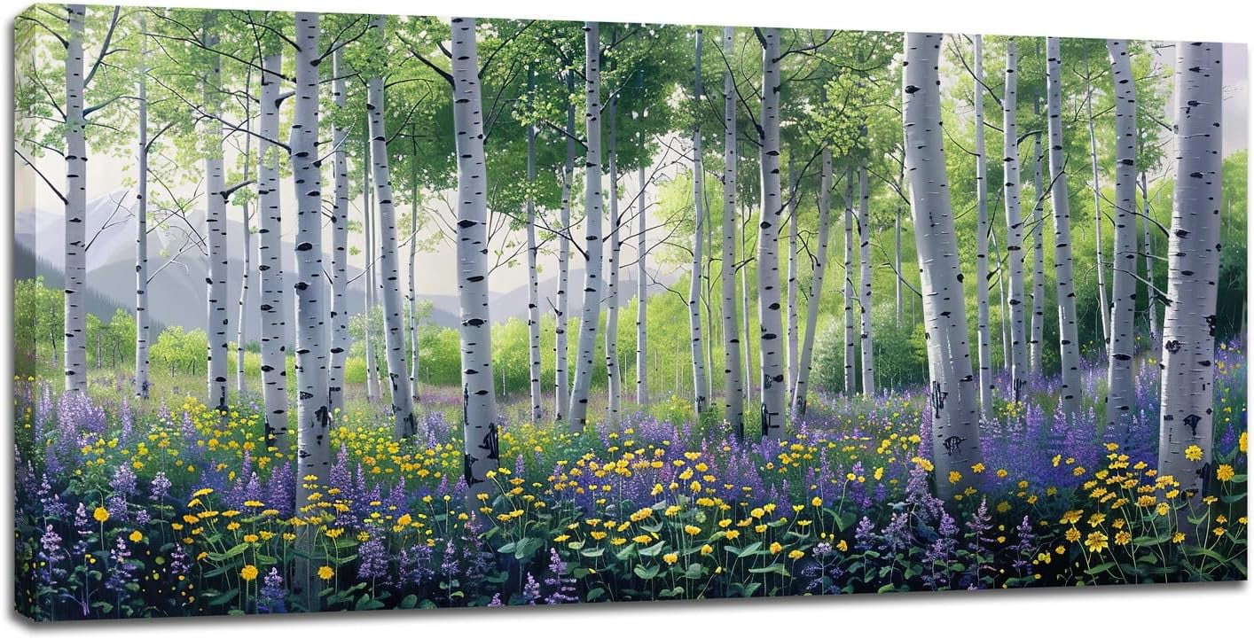 Asdg12s-Birch Tree Canvas Large Wall Art for Living Room Forest Framed ...