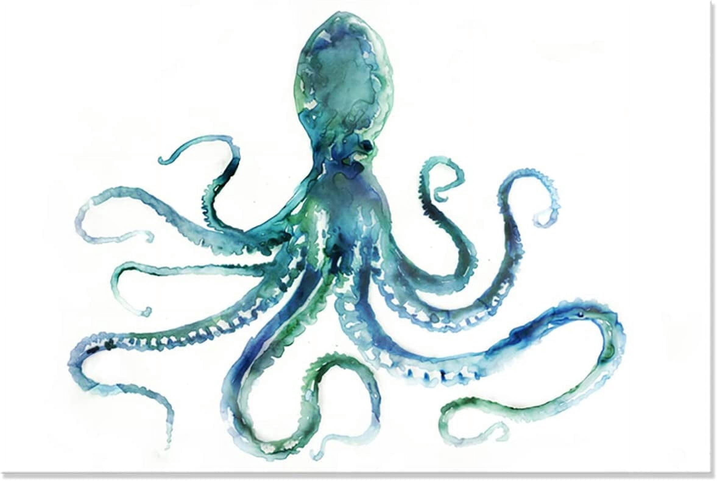 Asdg12s-Blue Octopus Bathroom Decor Canvas Wall Art by Edward Selkirk ...