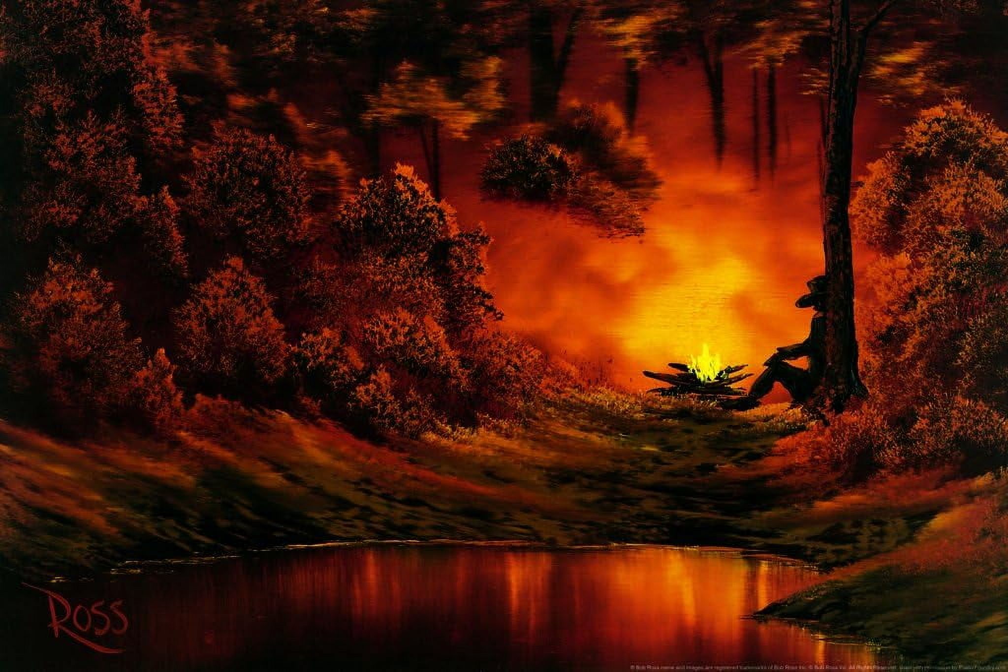 Asdg12s Bob Ross Campfire Art Print Painting Bob Ross Poster Bob Ross ...