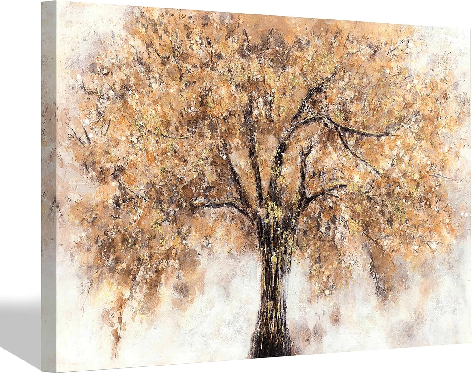 Asdg12s-Canvas Abstract Trees Wall Art Blossom Tree with Gold Foliage ...