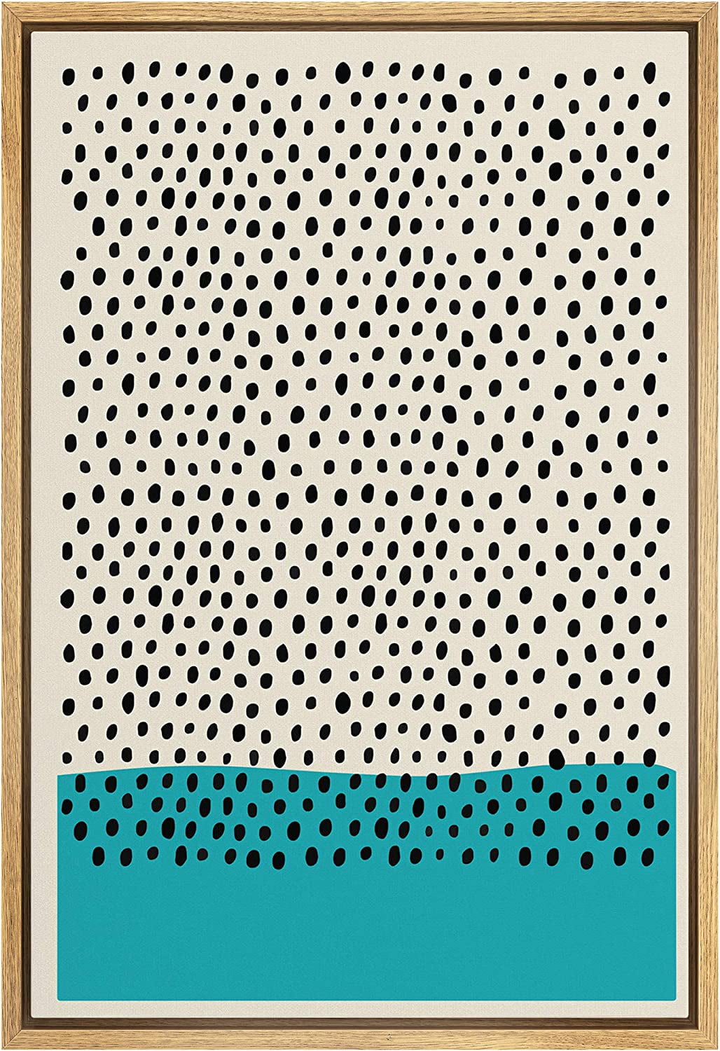 Asdg12s- Canvas Print Wall Art Black Dots with Teal Color Block ...