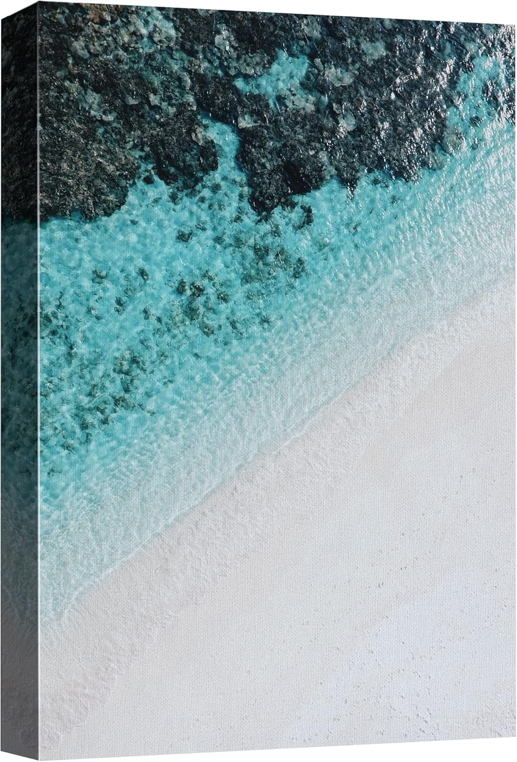 Asdg12s-Canvas Print Wall Art Dark Coral with Sea Waves & Sandy Shore ...