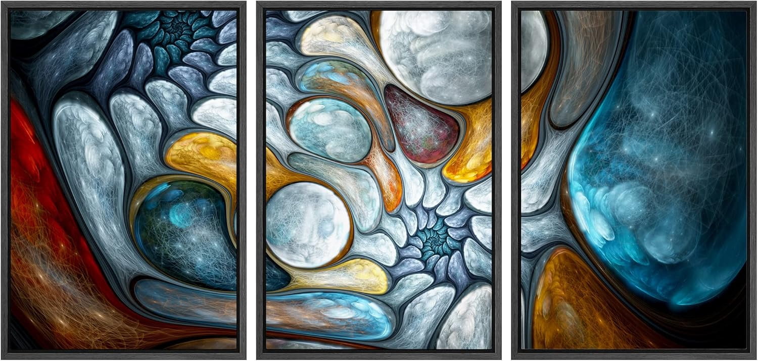 Asdg12s- Canvas Print Wall Art Glowing 3D Oblong Bubble Pattern ...