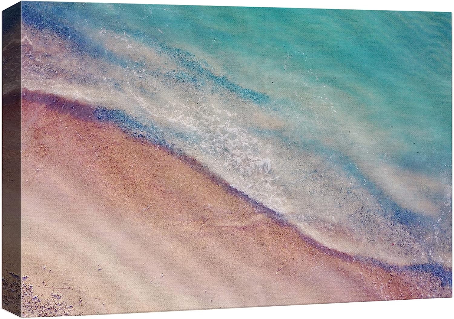 Asdg12s-Canvas Print Wall Art Light Blue Waves with Tan Beach Shore ...