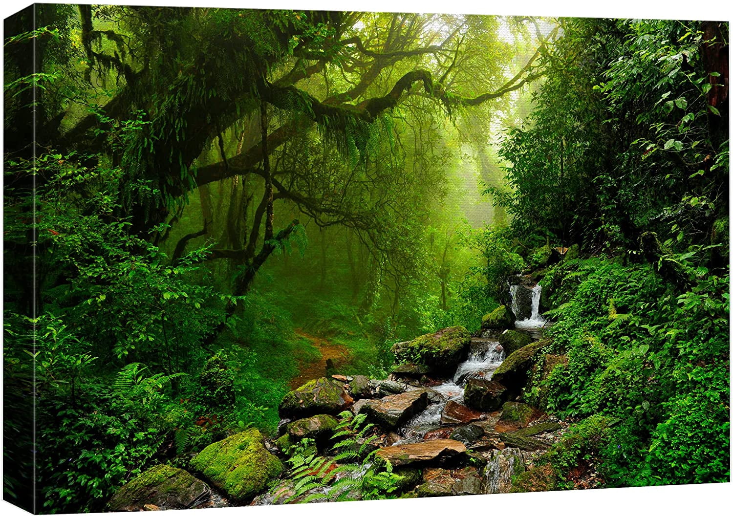 Asdg12s-Canvas Print Wall Art Nepal Green Forest & Waterfall Nature ...