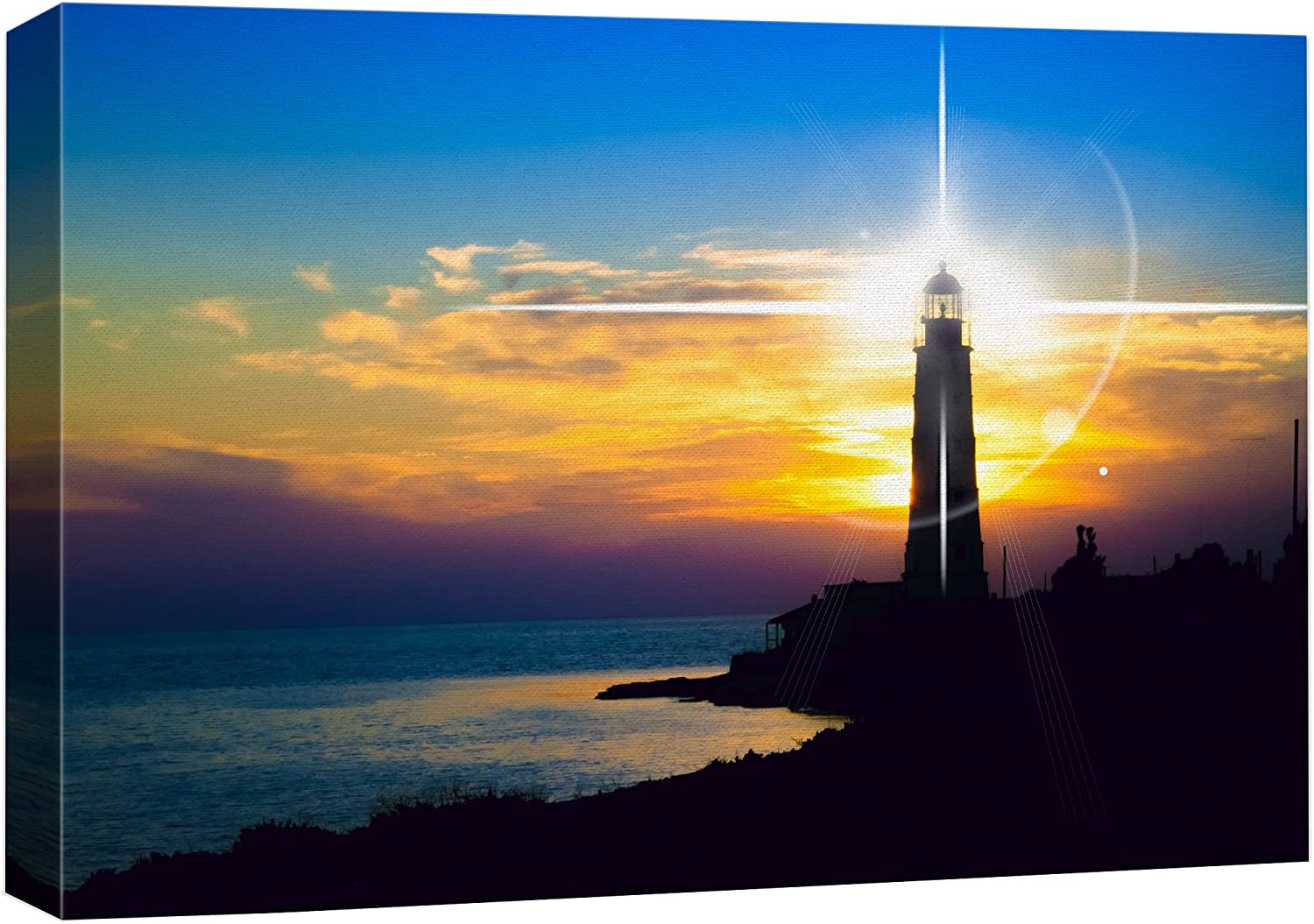 Asdg12s-Canvas Print Wall Art Shining Lighthouse at Sunset on The Coast ...