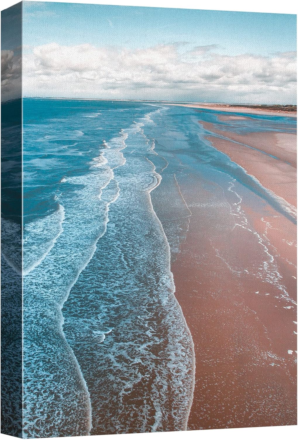 Asdg12s-Canvas Print Wall Art Teal Waves on The Beach Shore Marine Life ...