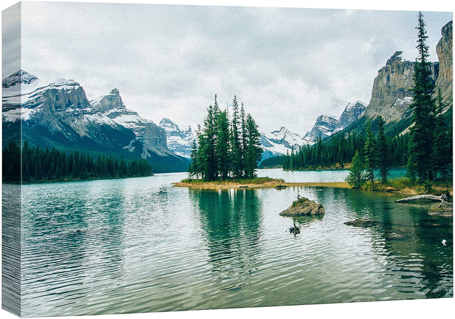 Asdg12s-Canvas Print Wall Art Winter Pine Tree Forest Mountain Lake ...