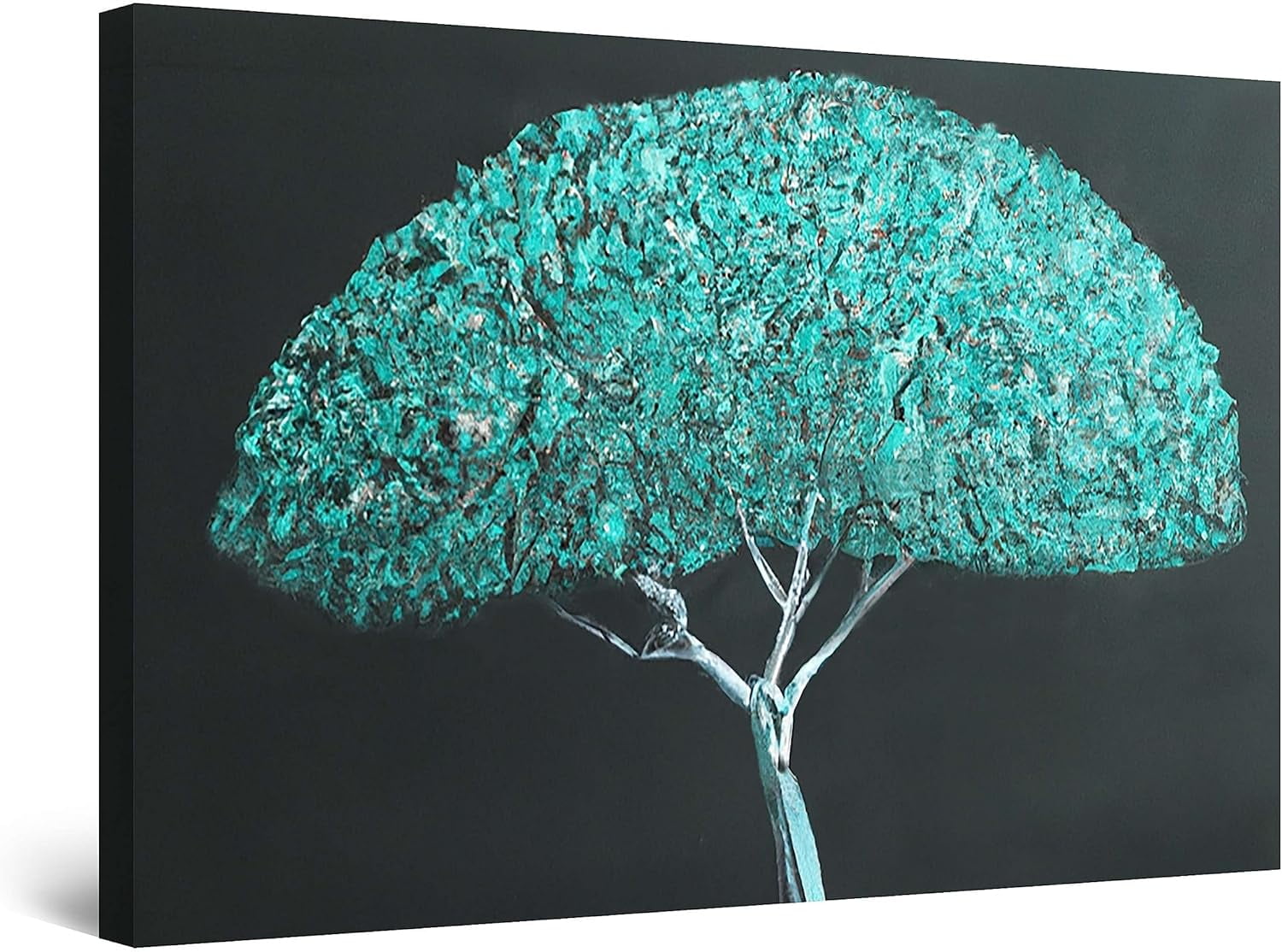 Asdg12s-Canvas Wall Art Abstract - Turquoise Tree Black Painting ...