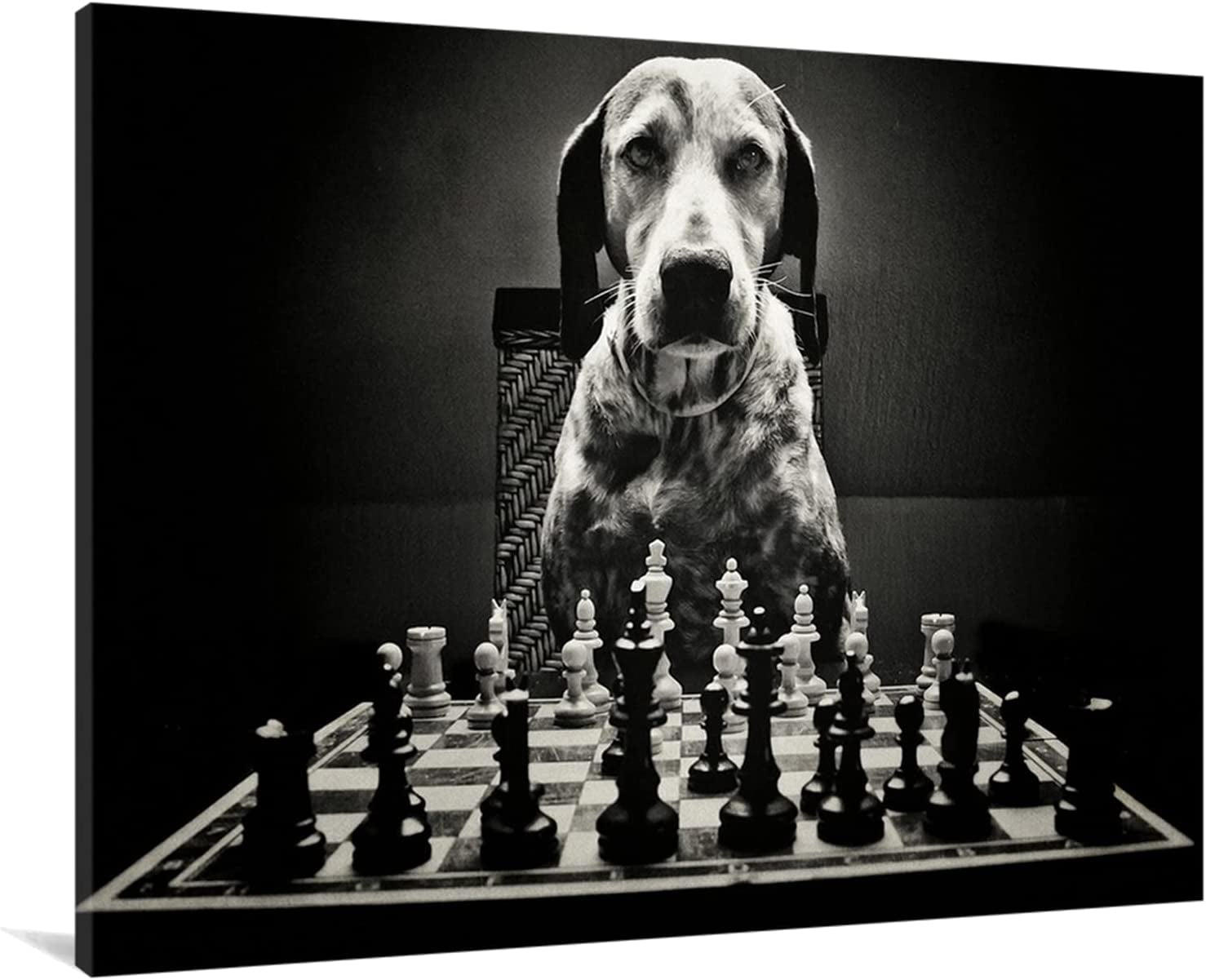 Asdg12s Canvas Wall Art Dog Playing Chess Canvas Print Artwork Funny ...