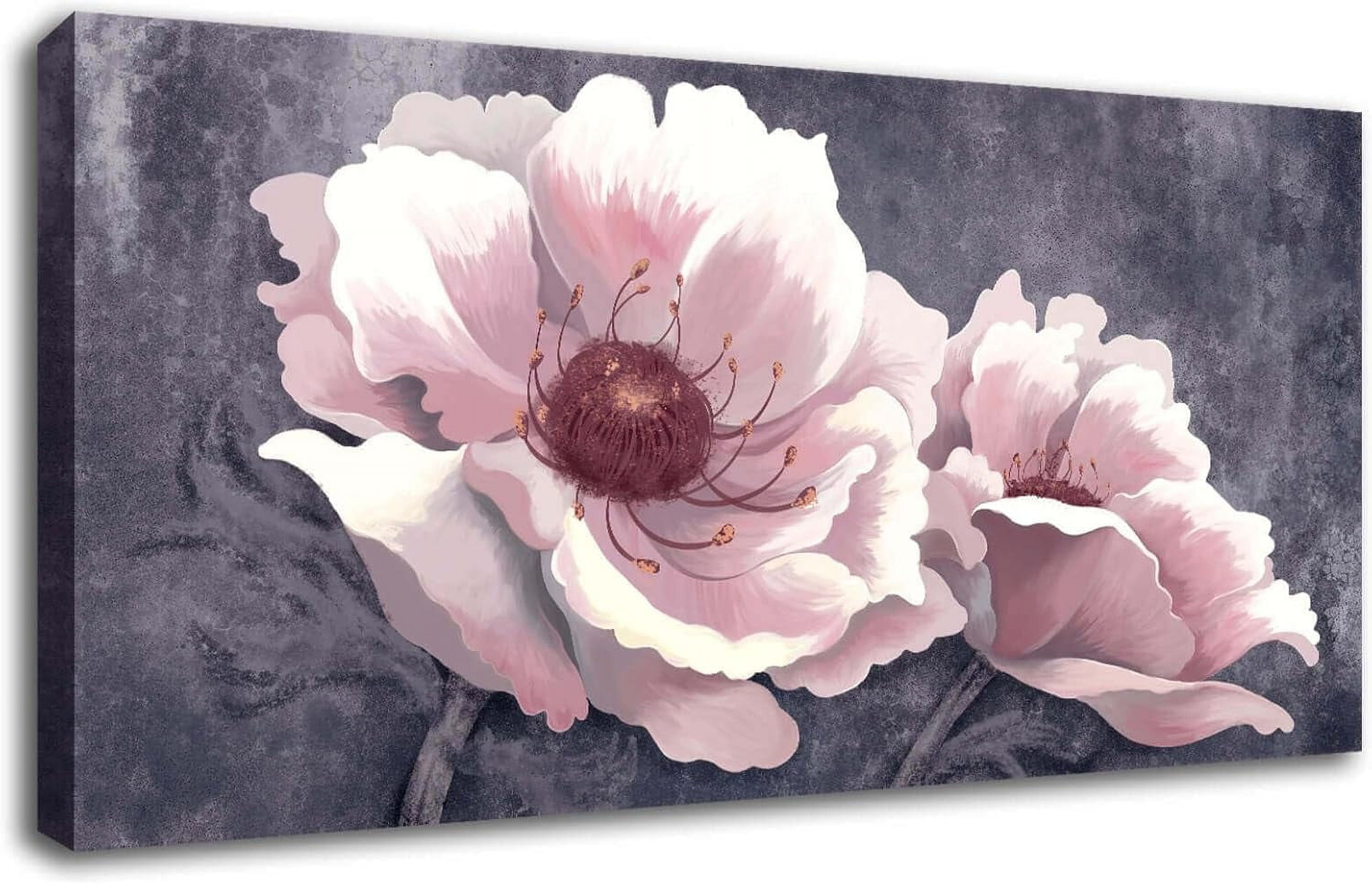 Asdg12s-Canvas Wall Art Pink Flower Wall Decor 24" x 48" Floral ...