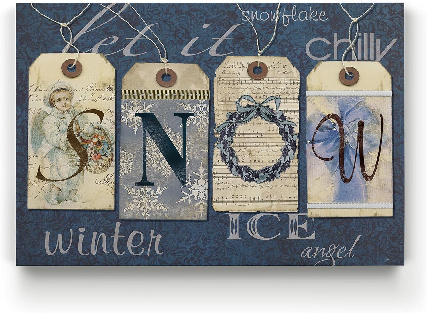 Asdg12s-Canvas Wall Art Prints for Home Decor Winter Snow Tags Wall ...