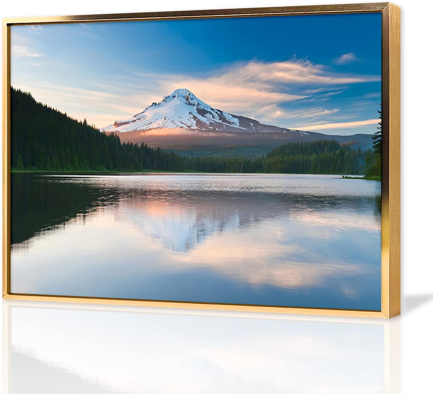 Asdg12s-Canvas Wall Art Snow Mountain And Forest Gold Canvas Print ...