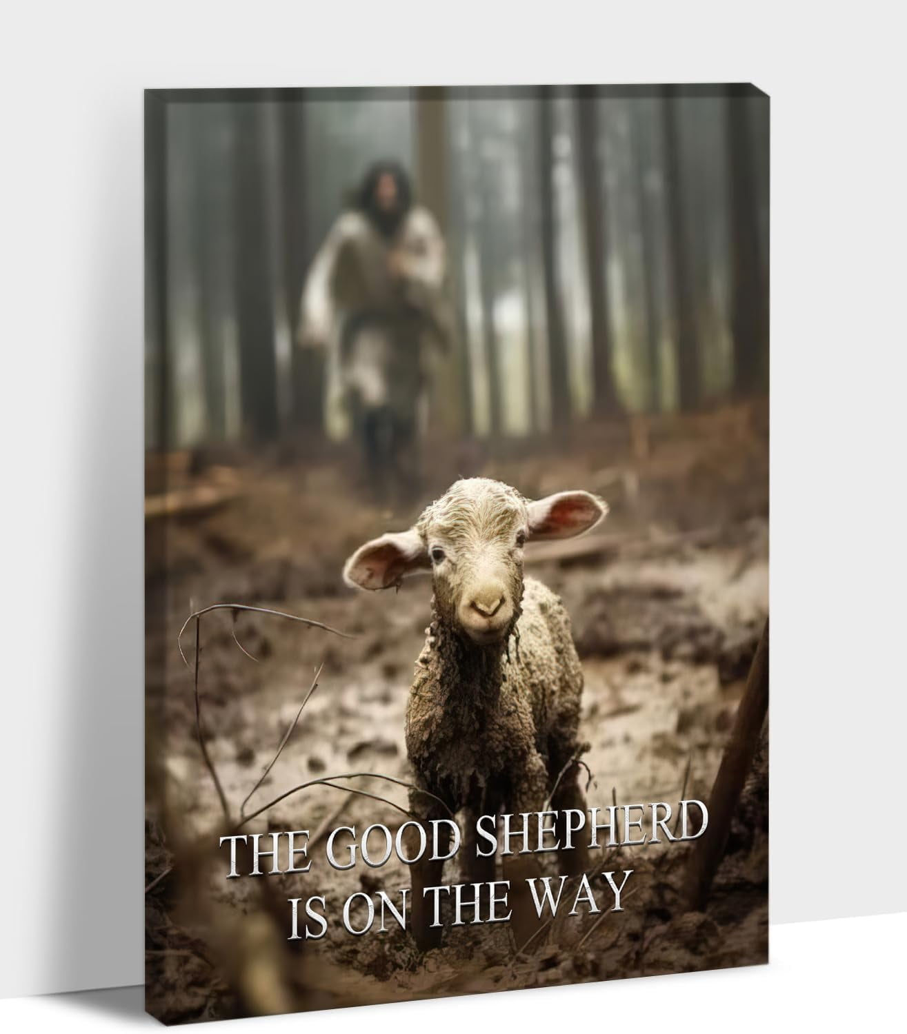 Asdg12s-Christian Canvas Wall Art, Jesus Running After Lamb Canvas ...