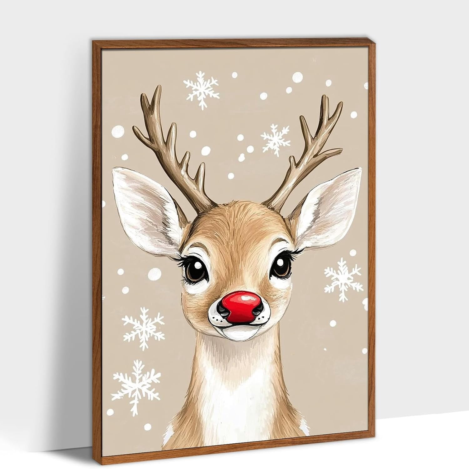 Asdg12s-Christmas Canvas Wall Art, Funky Red Nosed Reindeer Picture ...