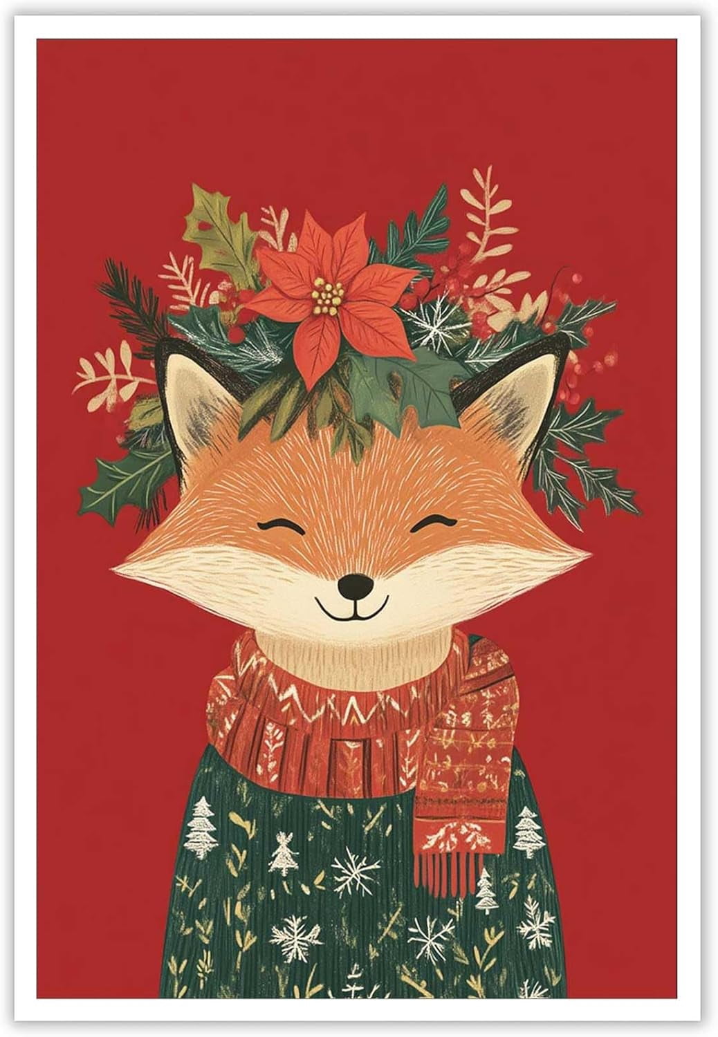 Asdg12s-Cute Fox With Flowers On Its Head Posters Funky Christmas ...