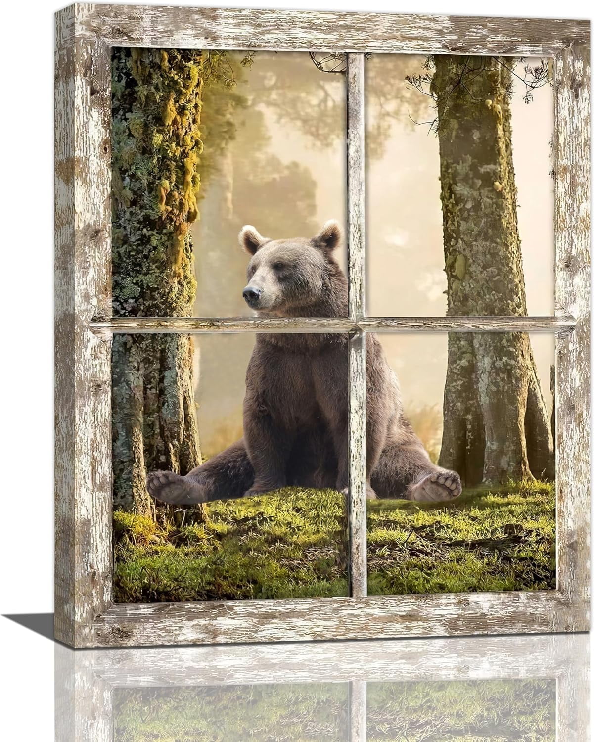 Asdg12s-Farmhouse Forest Bear Wall Art Funny Wild Animal Bear Pictures ...