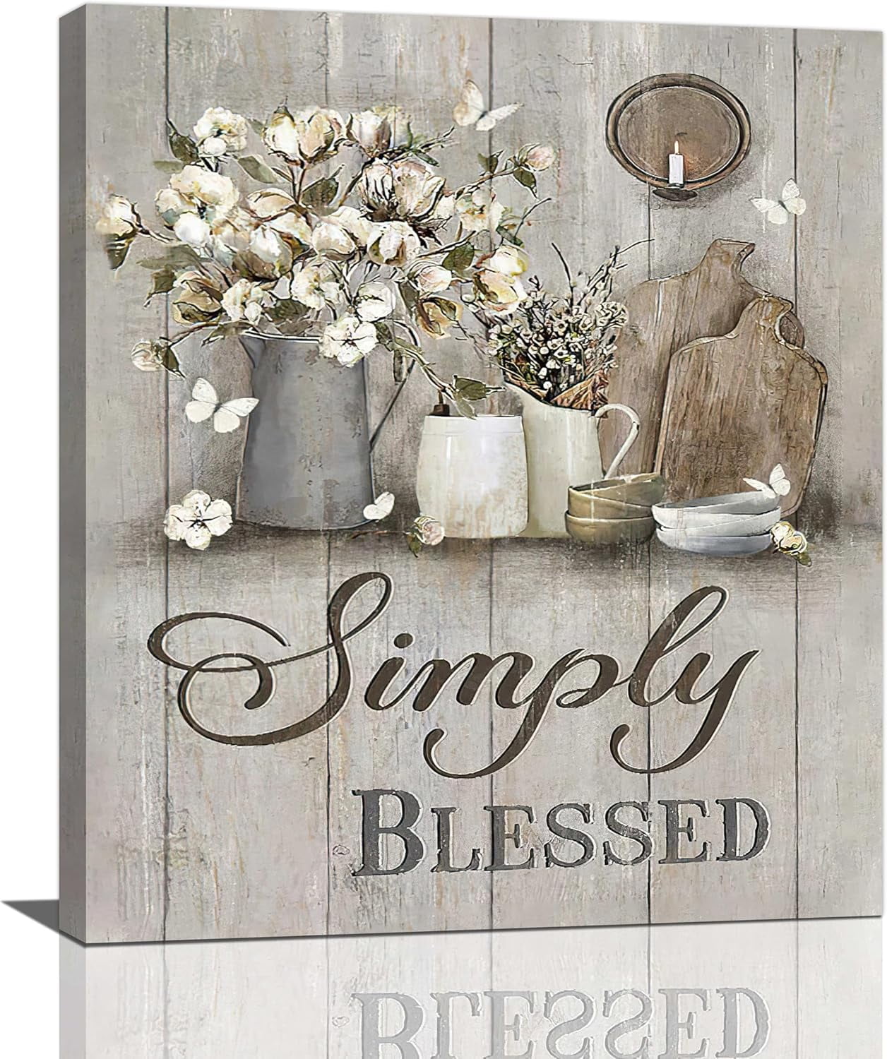 Asdg12s-Farmhouse Kitchen Decor Wall Art Rustic Cotton Simply Blessed ...