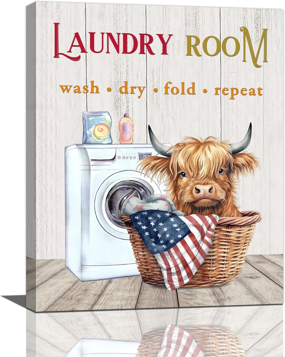 Asdg12s-Farmhouse Laundry Room Wall Decor Funny Highland Cow Bathroom ...