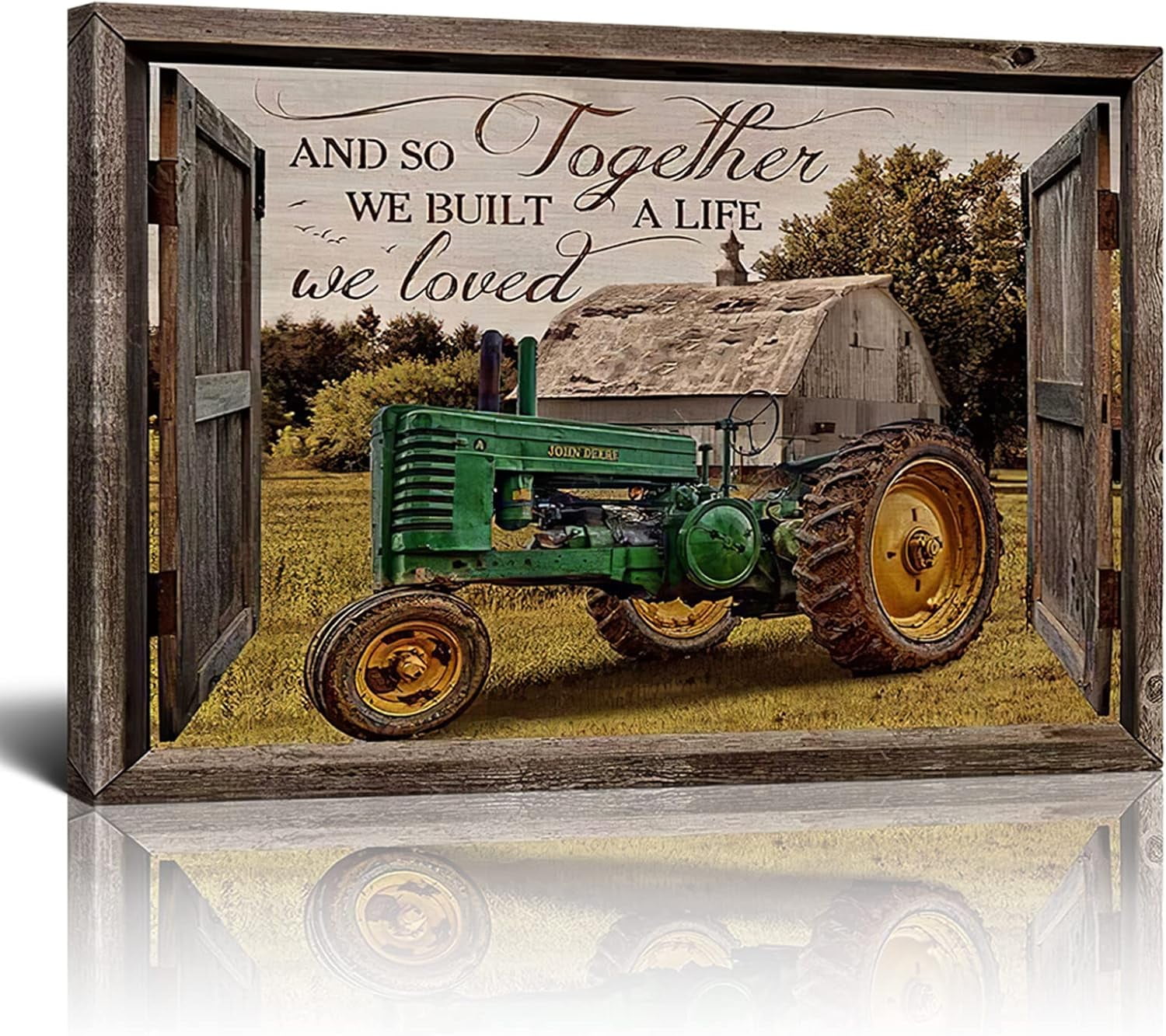 Asdg12s- Farmhouse Wall Art Vintage Tractor Canvas Painting Barn ...