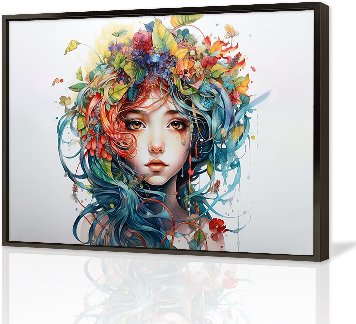 Asdg12s-Floral Girl Canvas Painting Modern Abstract Wall Art Flower ...