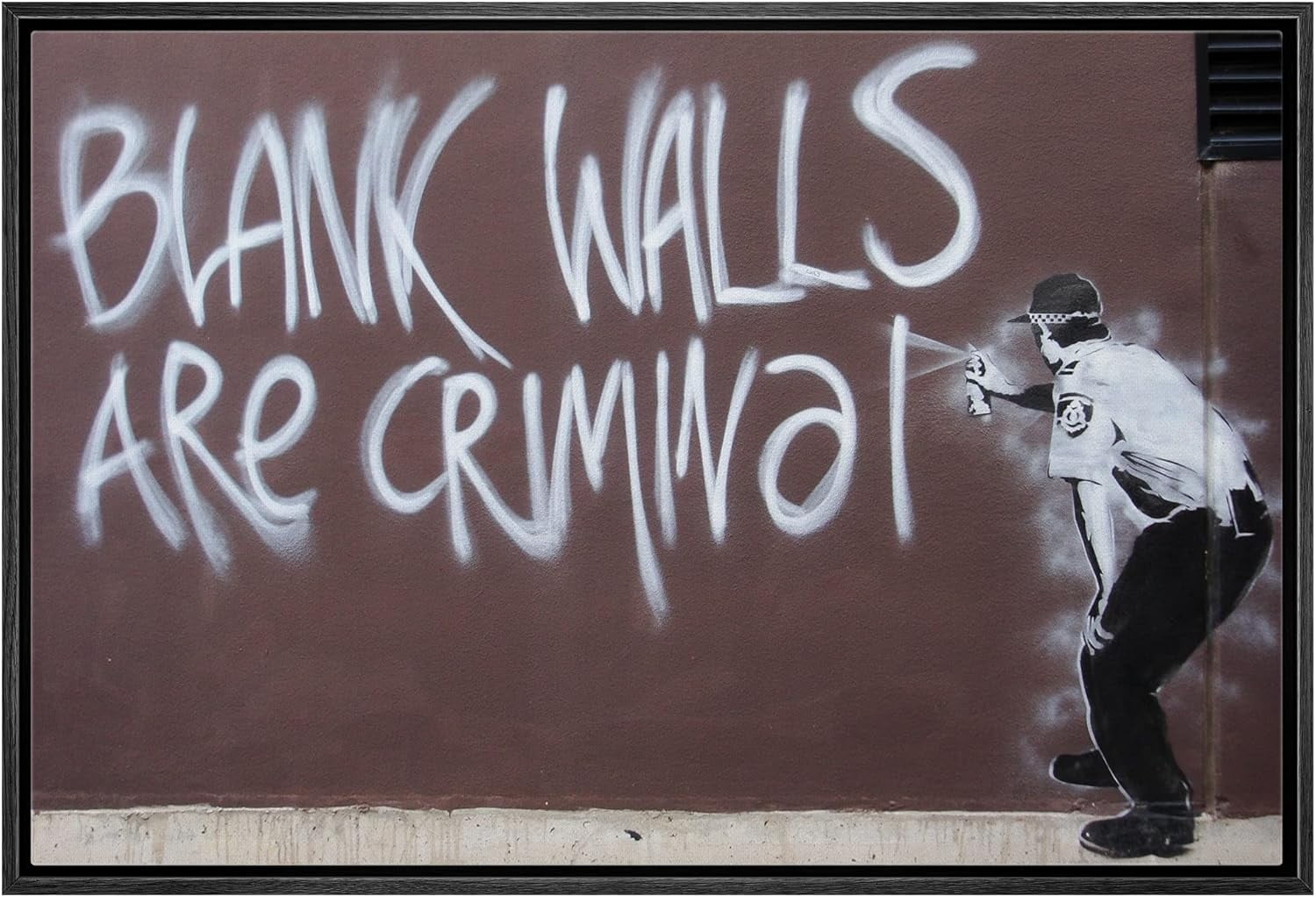 Asdg12s-Framed Canvas Print Wall Art Banksy Blank Walls are Criminal ...