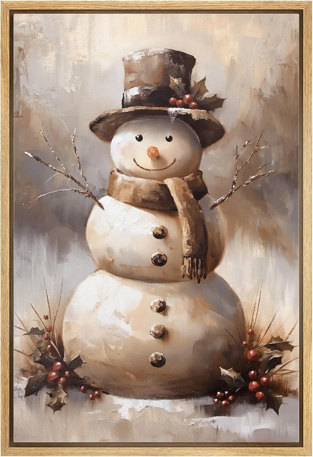 Asdg12s-Framed Canvas Print Wall Art Charming Snowman Smiling Snowman ...