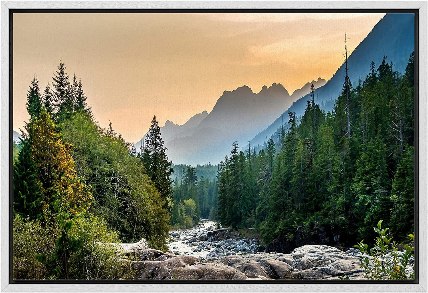 Asdg12s-Framed Canvas Print Wall Art Colorado Forest River Rapid Rock ...