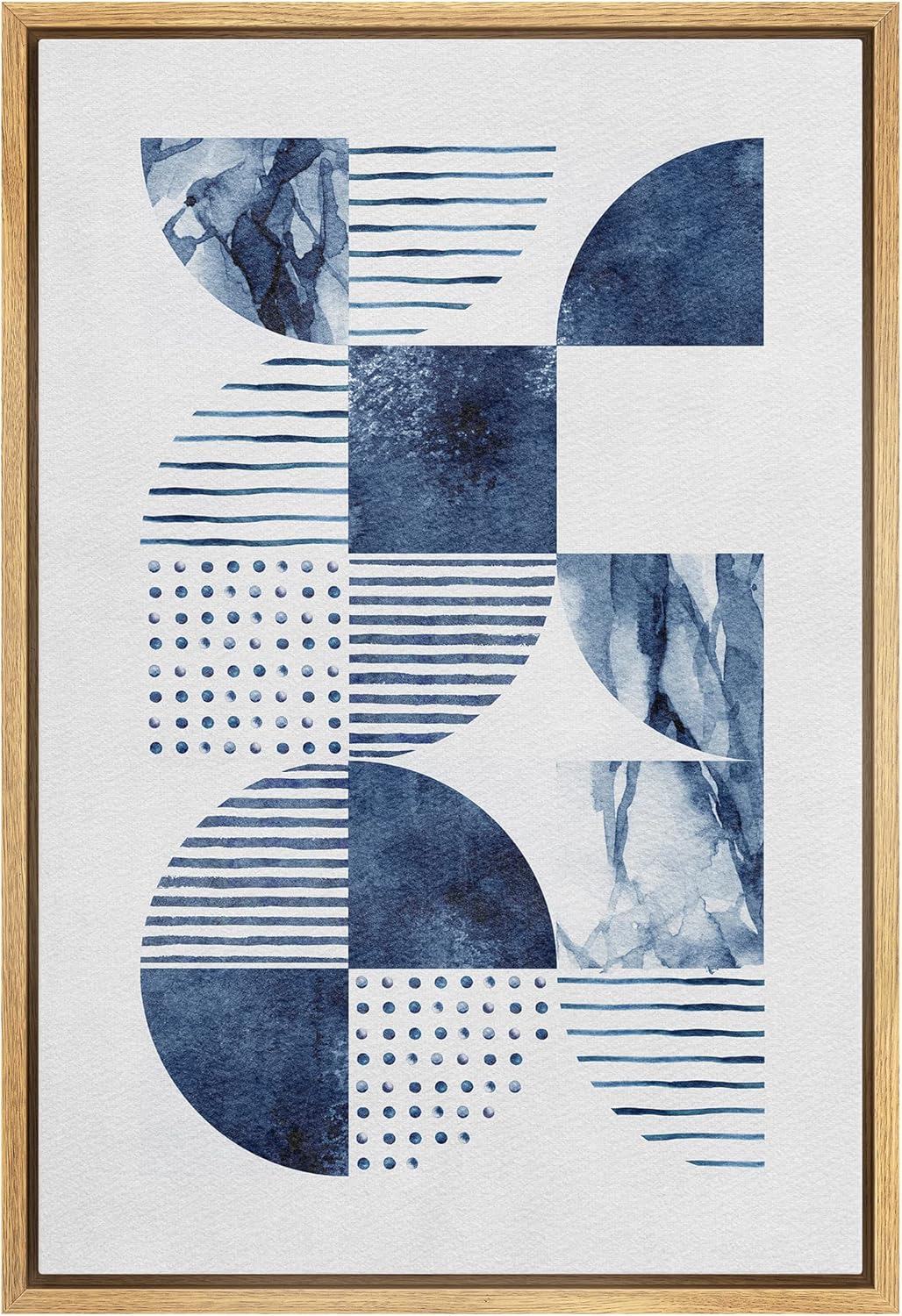 Asdg12s-Framed Canvas Print Wall Art Geometric Blue Marble Polygons ...