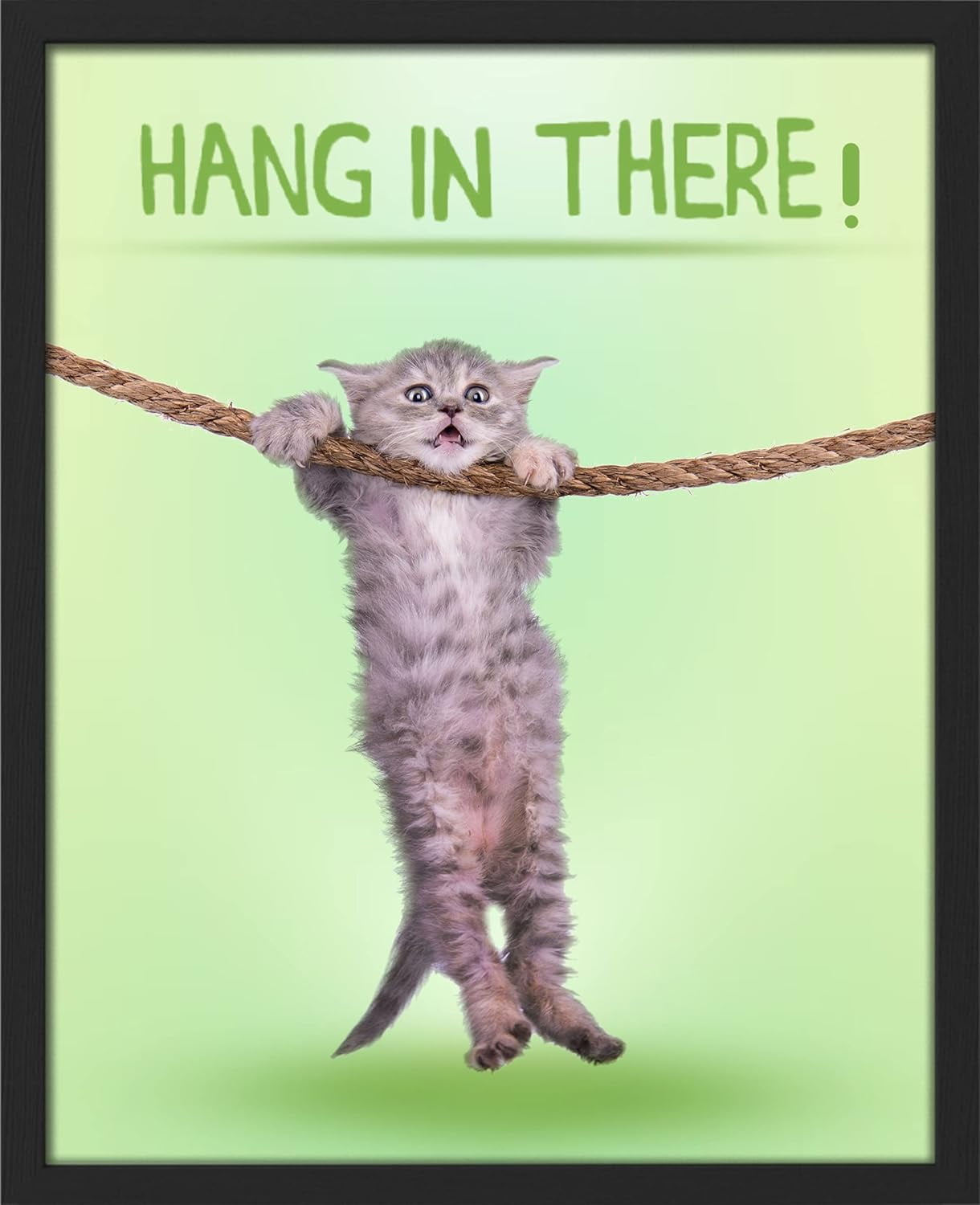 Asdg12s-Framed Grass-Green, Light Green, Cute Kitty Hanging in Rope ...