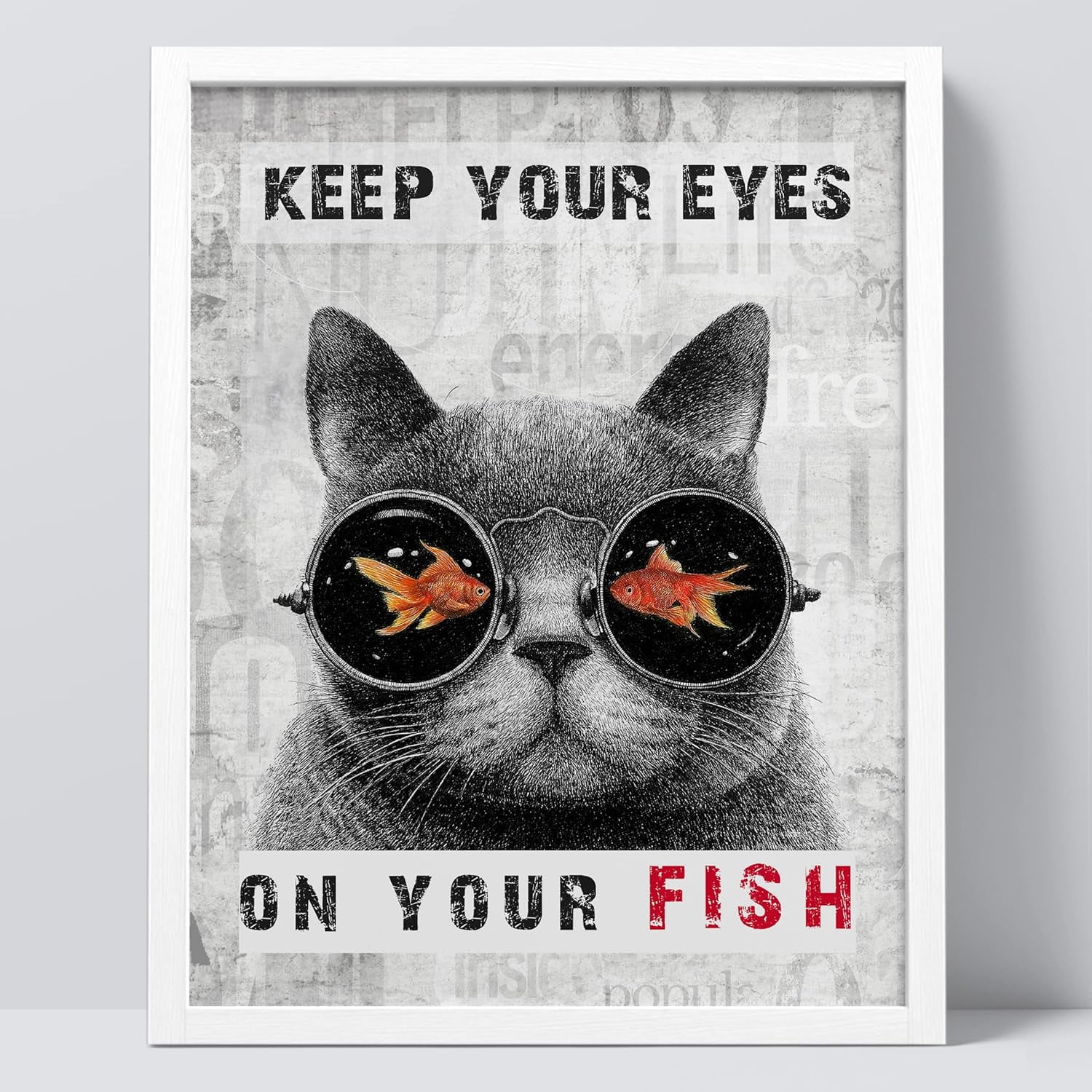 Asdg12s-Framed Keep Your Eyes on Your Fish, Blue Cat, British ...