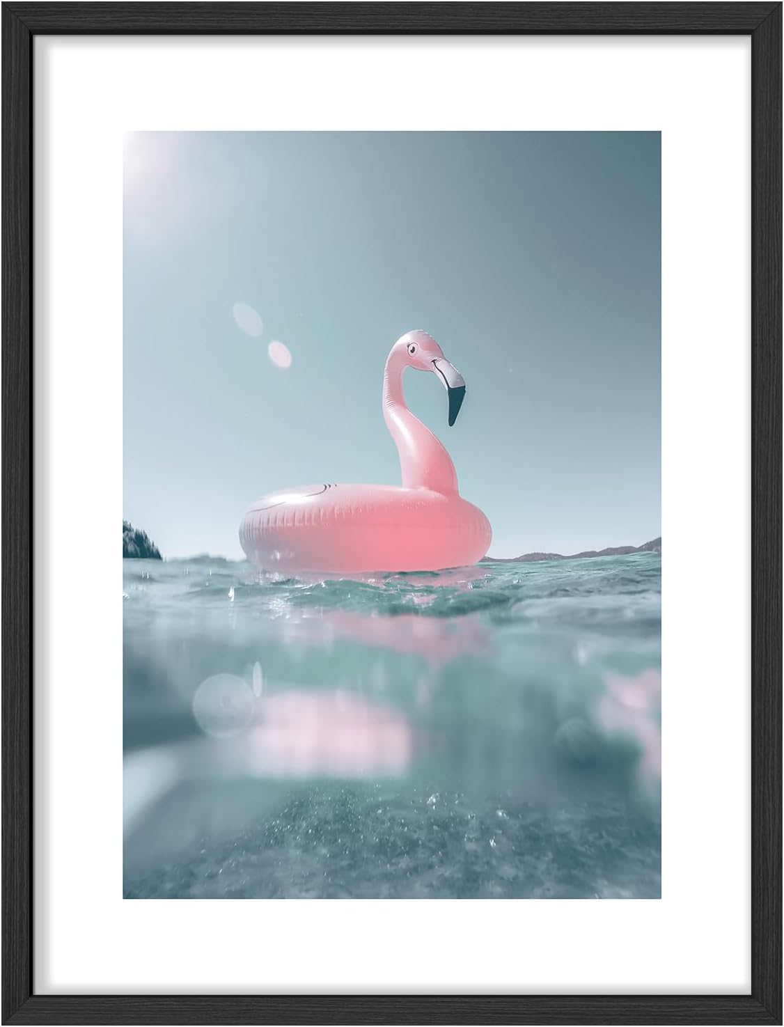 Asdg12s-Framed Poster Pink Flamingo Float in Water Fun Summer Scene ...