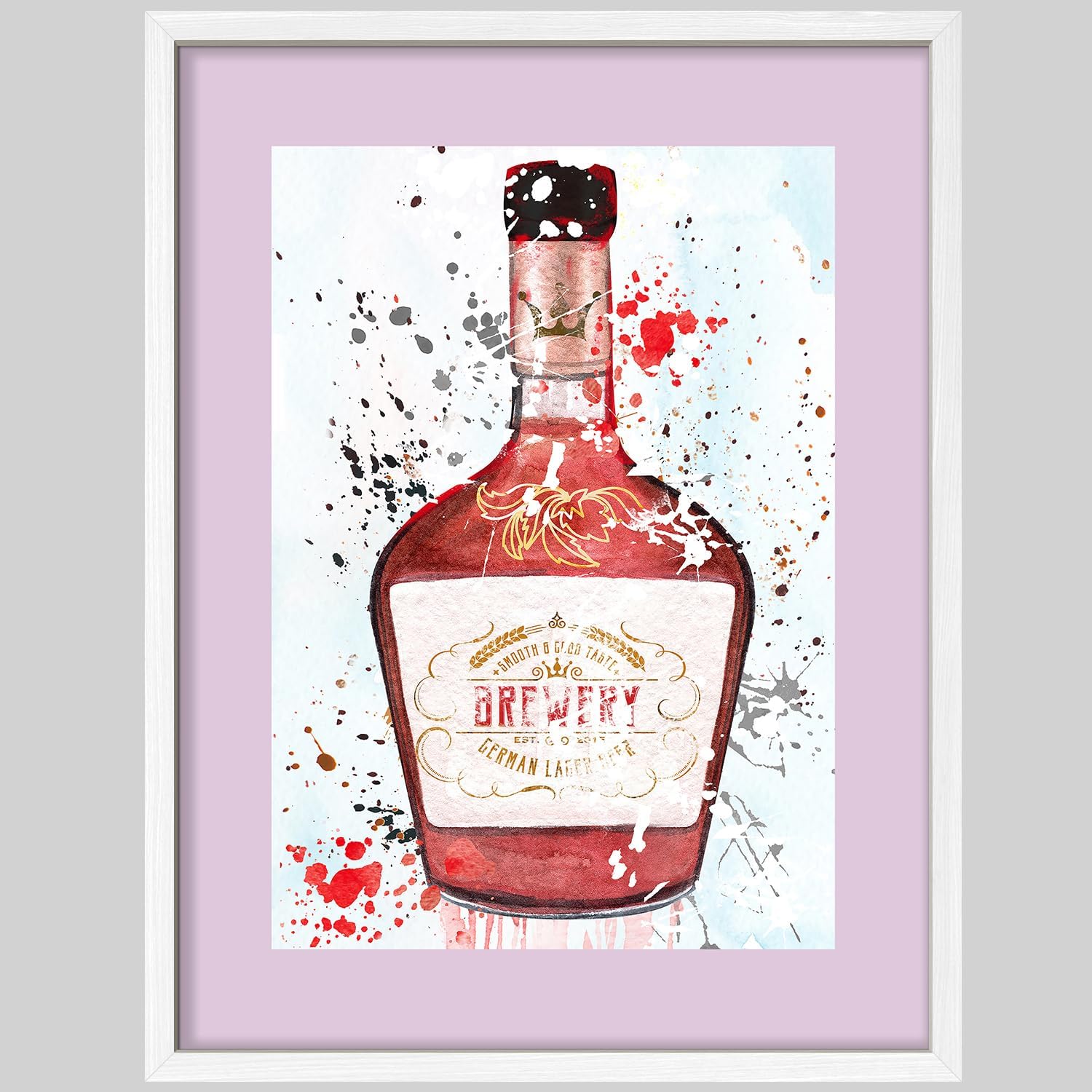 Asdg12s-Framed Poster Vintage Brewery Bottle Classic Watercolor Design ...